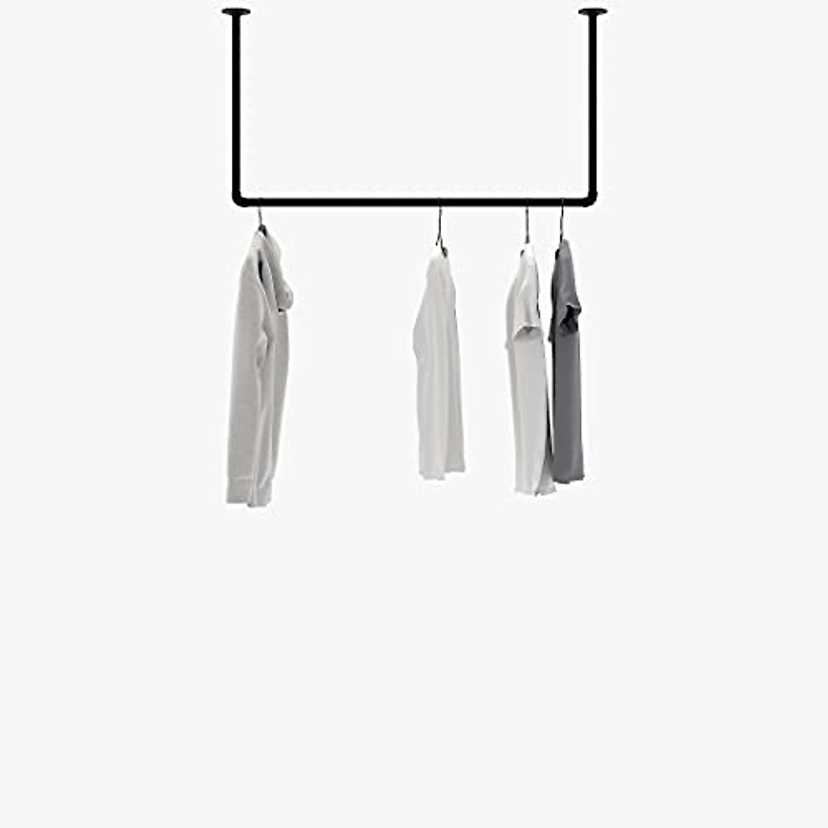 pamo clothes rail industrial loft design - HANG LOW - clothing rack for walk-in wardrobe I bedroom or bath - clothes rack made of black sturdy water pipes/ tubes with wall mounting