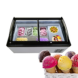 Vaseni Commercial Ice Cream Freezer Display Case, Glass Top Ice cream Showcase Countertop Gelato Display with 6 Square Storage Baskets, 6.35 cu.ft Capacity