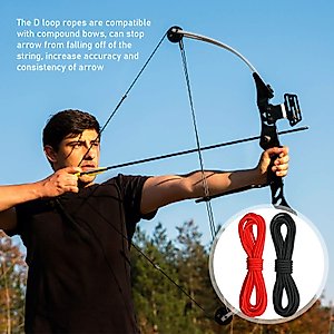 2 Pieces Archery D Loop Rope 10 Feet Archery Bowstring Serving Thread D Loop Rope Release Material Nocking D Loop Rope String (Black and Red)
