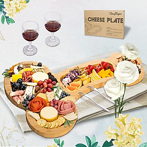 Housewarming,Wedding,Birthday gift for Lady,Valentine's Day,Christmas, Graduation gift,Appetizer Plates,charcuterire board, cheese board,Funny Cutlery Kitchen Wine Meat Cheese Platter (Right)