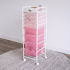 Humble Crew 8 Drawer Rolling Storage Cart with Wheels, Pink