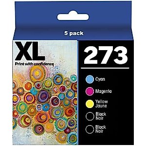 INKjetsclub Remanufactured Ink Cartridge Replacement for 5 Pack - Epson 273XL High Yield Ink Cartridge Value Pack. Includes Photo Black, Black, Cyan, Magenta and Yellow Compatible Ink Cartridges.