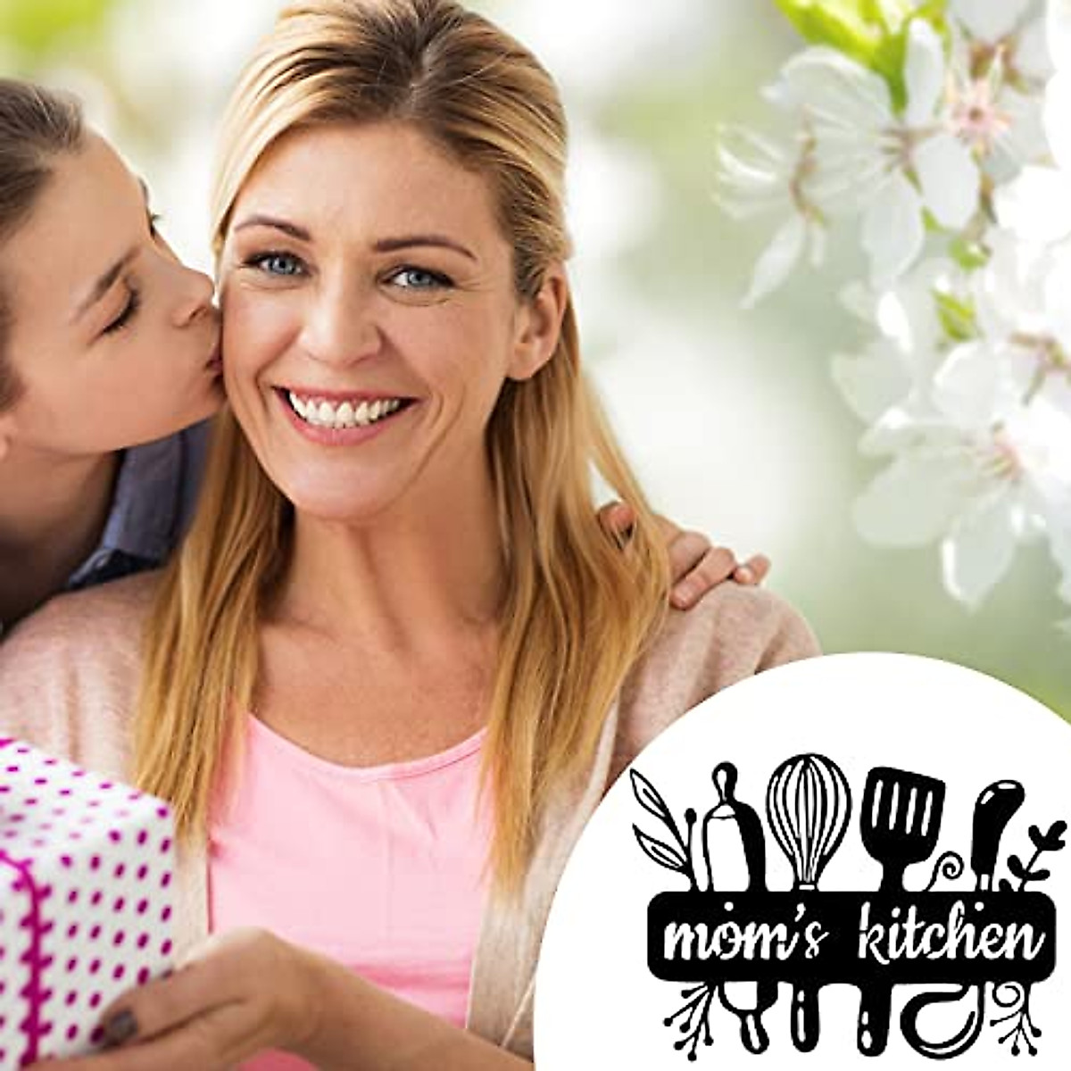 SwallowLiving Metal Black Mom Kitchen Sign Decor Mother Day Gift Hanging Word Art Decoration Kitchen Wall Decor 13”x9.1”