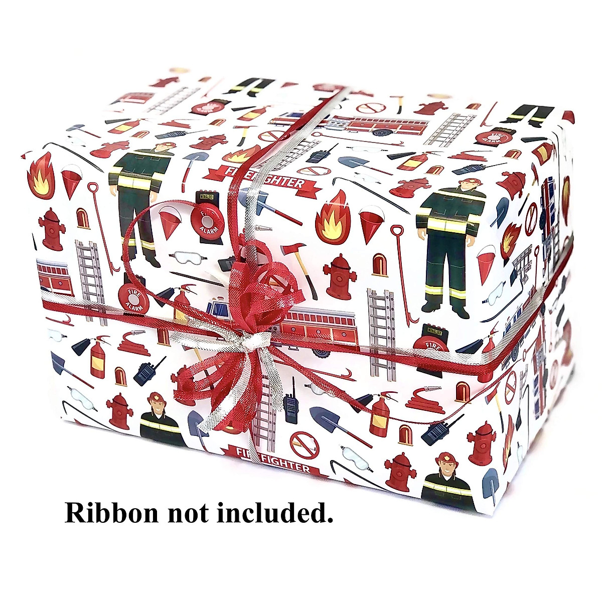 Firefighter Wrapping Paper Party Gift Wrap - Folded Flat 30 x 20 Inch - 3 Sheets