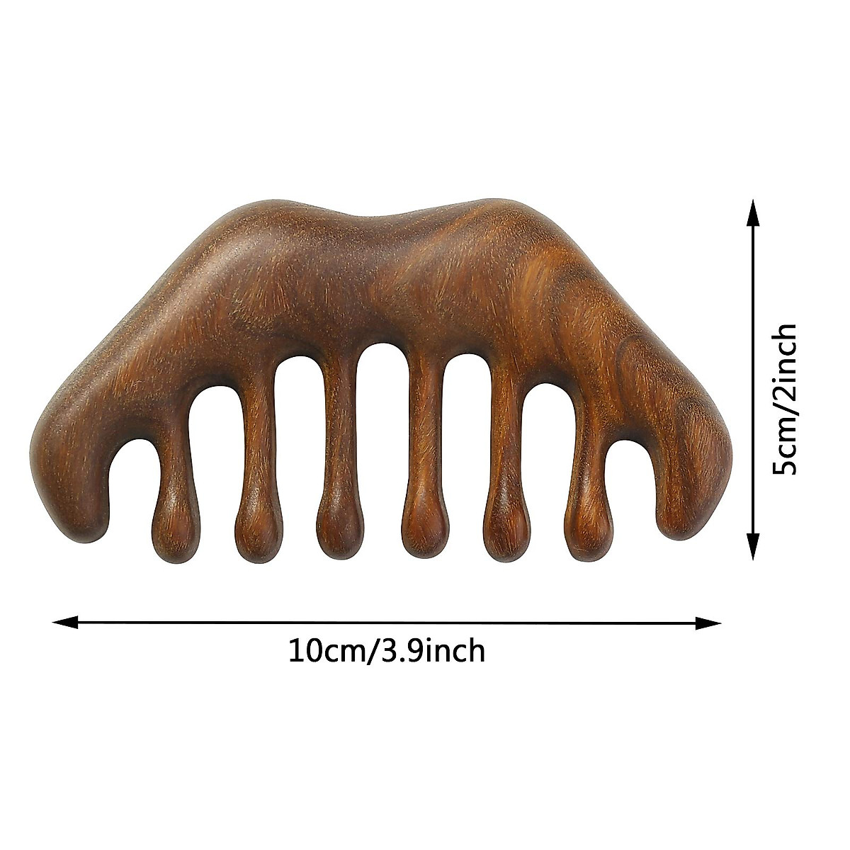 Wooden Wide Tooth Comb - Natural Scalp Massager for Hair and Meridian Relaxation. Brown