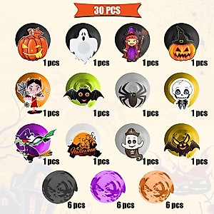 Halloween Decorations, 30 Pcs Hanging Swirl Party Supplies Decorations, Ceiling Spirals Halloween Streamers with Ghost Pumpkin Witch Skull Spider Bat for Home Indoor Outdoor Classroom Office