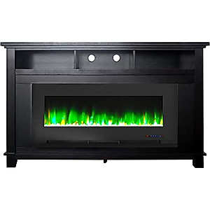 Cambridge San Jose 57'' Electric Fireplace with Crystal Insert, Multi-Color LED Flame, Remote, and Adjustable Heat Settings