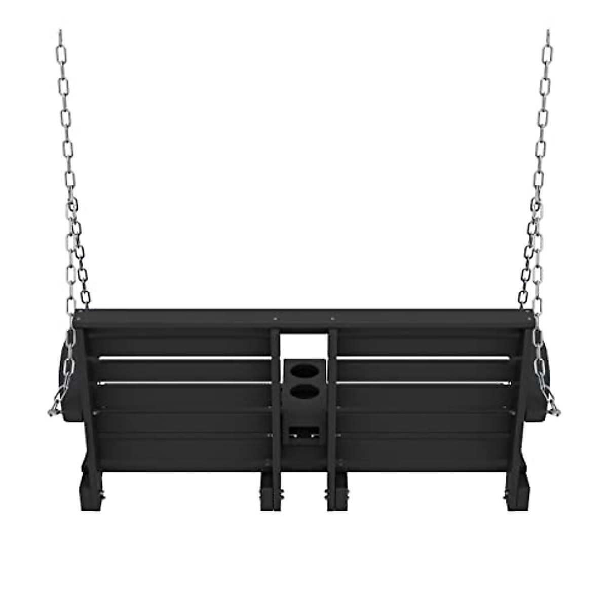 KINGYES Outdoor Hanging Porch Swing, 2 Seat Patio Swing Chair with Cup Holders, Waterproof Swing Chair Bench for Courtyard & Garden, 660LBS Weight Capacity, Black