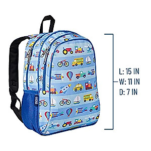 Wildkin 15-Inch Kids Backpack for Boys & Girls, Perfect for Early Elementary Daycare School Travel, Features Padded Back & Adjustable Strap (On the Go)
