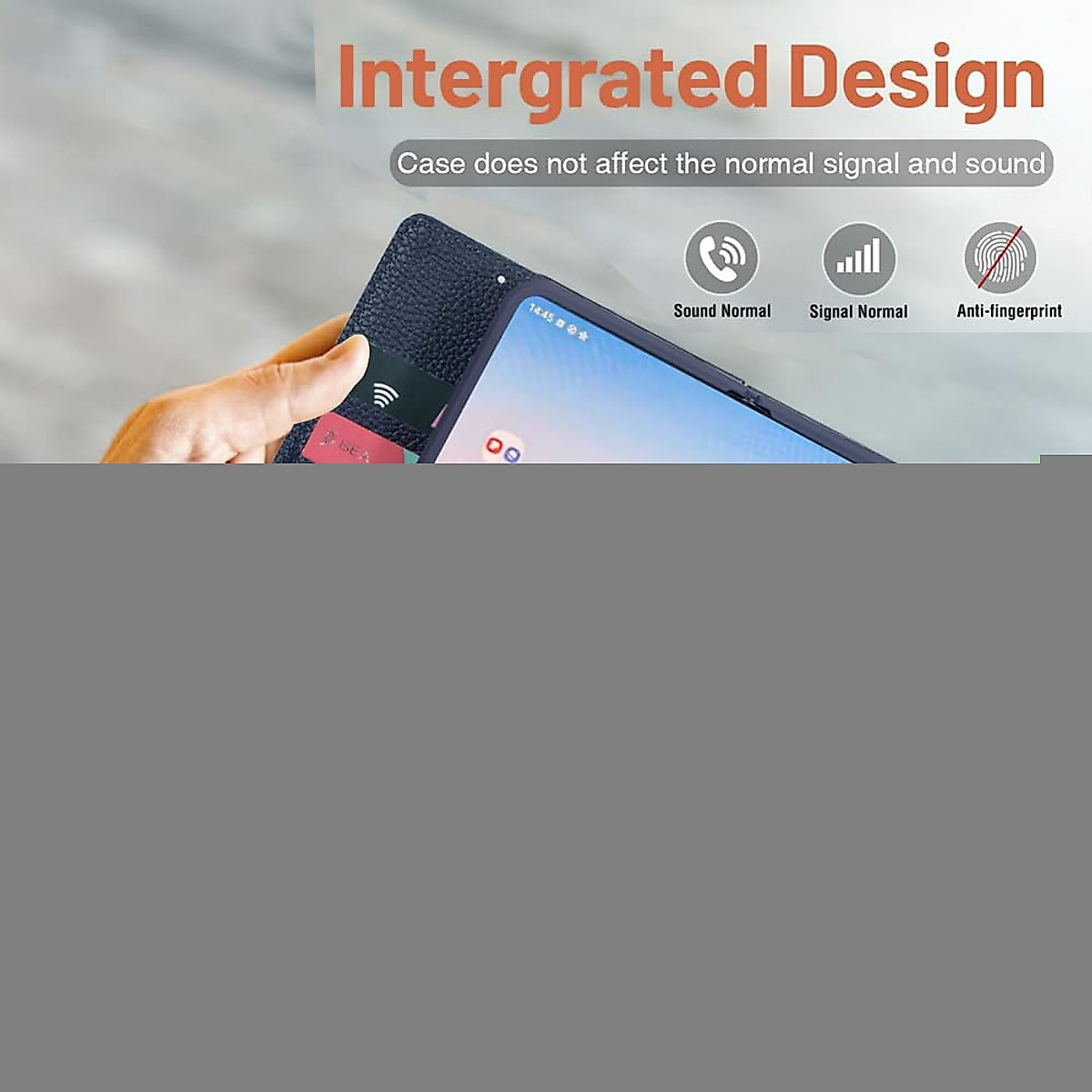 Vitodo for Galaxy Z Fold 5 Case with S Pen Holder - Genuine Leather Wallet Case Built in Slide Camera Cover, Card Slot, Kickstand, Hinge Protection Phone Cover for Samsung Galaxy Z Fold5 5G (Blue)