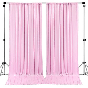 10 ft x 10 ft Wrinkle Free Pink Backdrop Curtain Panels, Polyester Photography Backdrop Drapes, Wedding Party Home Decoration Supplies