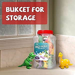 No Hole Baby Dinosaur Bath Toys for Toddler, 12 PCS Mold Free Kids Bathtub Pool Toys