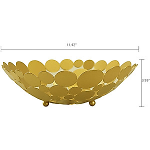 IBWell Decor Metal Fruit Bowl, Modern Kitchen Fruit Basket, Large Round Kitchen Basket, for Fruit, Vegetable, Bread, Candy and Nut - Gold