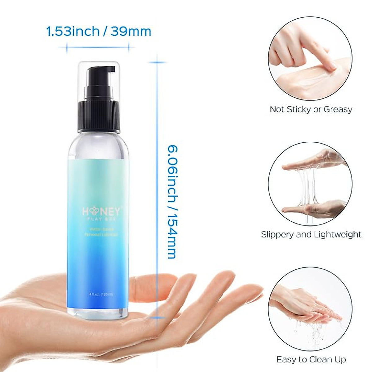 Water Based Personal Lubricant Parabens Free - Clean and Non-Staining, Silky Smooth, Latex Compatible Sex Lube for Men, Women and Couples Safe Pleasure (4 Fl Oz)