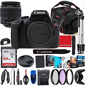 Canon EOS Rebel T100 DSLR Camera with 18-55mm Lens Bundle + Premium Accessory Bundle Including 64GB Memory, Filters, Photo/Video Software Package, Shoulder Bag & More (Renewed)