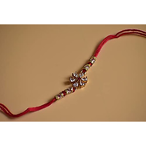 Tarini Gallery Rakhi for Brother Bhaiya Bhai Dooj Raksha Bandhan gift Rakhi Thread Rakhi Bracelet with Greeting card gift pack in pouch/Potli bag (Design 3 with Soan)