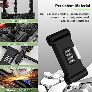 4 Digit Combination Padlock,Heavy Duty Anti Theft U-Shape Security Code Lock with Adjustable Shackle,for Bicycles, E-Bike,Mountain Bike,Road Bike,Gates,Shed, Fence [ Adjustable Range 170-190mm]