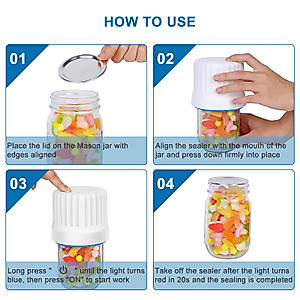 GVsmart Electric Mason Jar Vacuum Sealer, Canning Sealing Kit for Food Storage, Kitchen Gifts for Home, Vacuum Pump Mason Jar Sealer, Wide and Regular Mouth Mason Lids for Cans and Bottles