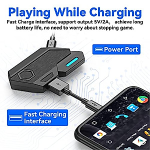 Gaming Keyboard Mouse Converter, One Handed Gaming Set with Automatic Pressure Gun Mechanical Gaming Keyboard for PUBG Gamer, Fast Charging(Black)