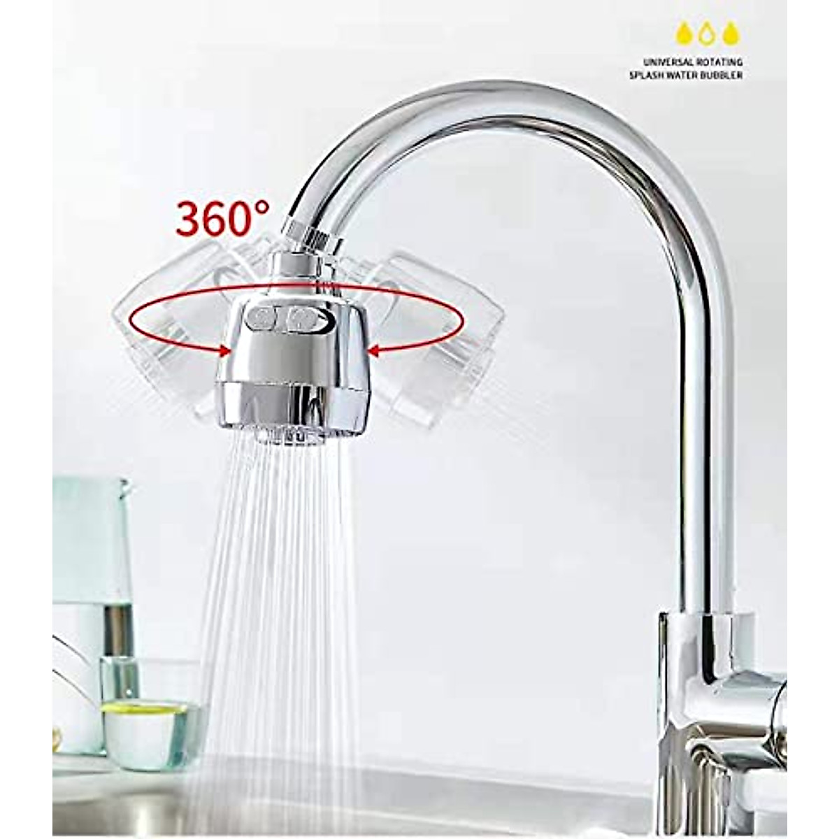 Furiencindy 2 faucet sprayer attachment, rotatable 360° faucet, with removable hose adapter attachment,splash-proof extension faucet, booster shower and water saving device, with two adjustment modes.