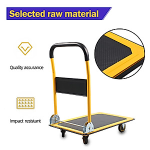 330lb Push Cart Dolly, Foldable Platform Truck with Mute Wheel, Dolly Cart for Warehouse, Loading, Moving and Office