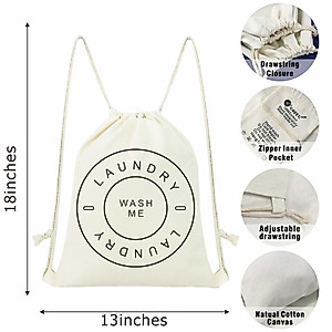 MOSITU Cotton Drawstring Backpack Canvas Laundry Drawstring Bag Cute Backpack for Women Gift Resuable Grocery Drawstring Bag Storage Draw String Bag Cinch Bag Sackpack