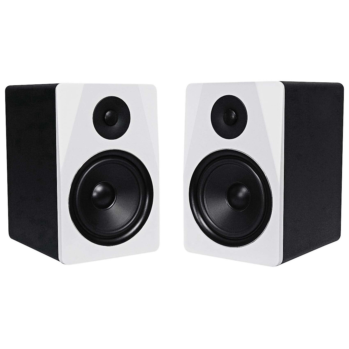 Rockville APM8W Powered USB Studio Monitor Speaker Pair in White, 8", 2-Way, 500W, EQ, MDF Wood, RCA/XLR, Perfect for Studios, Recording, Music