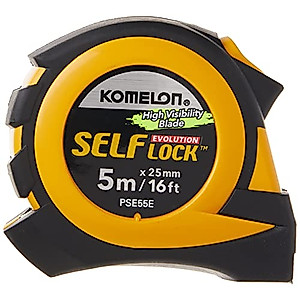 Komelon PSE55E 5M/16' Metric Self-Lock Tape Measure, Yellow/Black