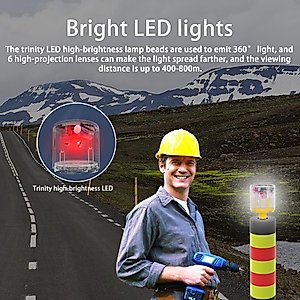 QXMH Solar Strobe Warning Light: Flashing Super Bright 360 Degree, Automatically Turn On&Off, Traffic Light Emergency Strobe Lightfor Construction, Dock, Marine,Crane Tower, Factory (White)