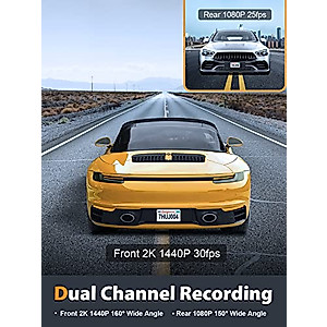 Dual Dash Cam 2K+1080P Front and Rear, Built-in WiFi, 4K Single Front Dash Camera for Cars, Car Camera, Dashcams for Cars with Night Vision, 24 Hours Parking Monitor, Loop Recording, Support 256GB Max
