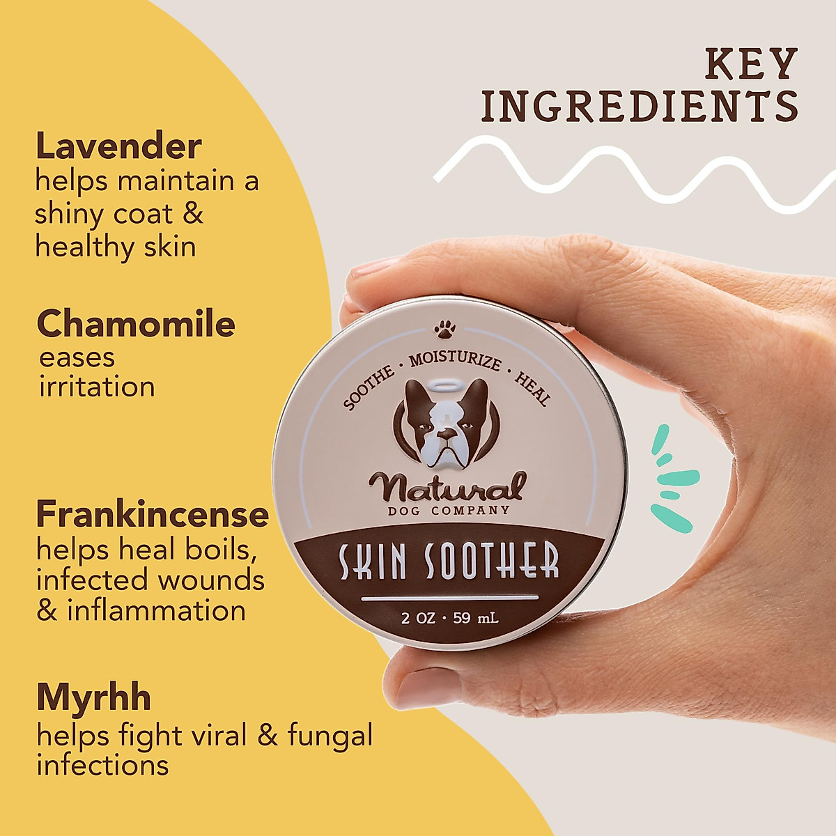 Natural Dog Company Skin Soother, 2 oz. Tin, Allergy and Itch Relief for Dogs, Dog Moisturizer for Dry Skin, Dog Lotion, Ultimate Healing Balm, Dog Rash Cream