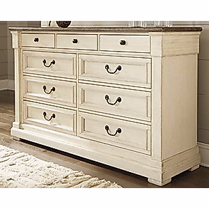 Signature Design by Ashley Bolanburg Farmhouse 9 Drawer Dresser with Dovetail Construction, Antique White, Weathered Gray