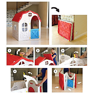 Costzon Kids Foldable Playhouse, Portable Game Cottage with Windows, Door, Realistic Home and Garden Play House, Gift for Toddler Boys Girls Indoor Outdoor