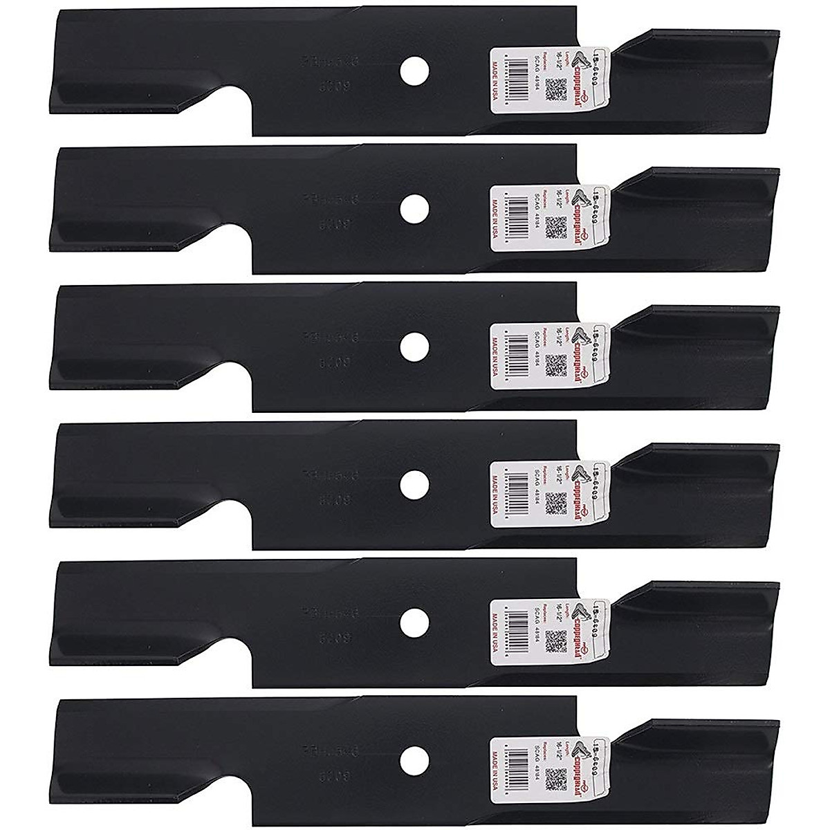 RAParts Pack of Six (6) Notched Lawn Mower Blades Fits Toro 107-3192 107-3192-03 110-0414 110-0418