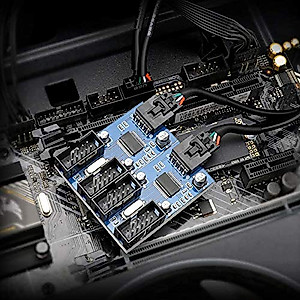 Kowlone Motherboard 9 Pin USB Header Splitter, Male 1 to 4 Female Extension Splitter Cable Desktop Card 9-Pin USB 2.0 HUB Connector Adapter Port Multiplier