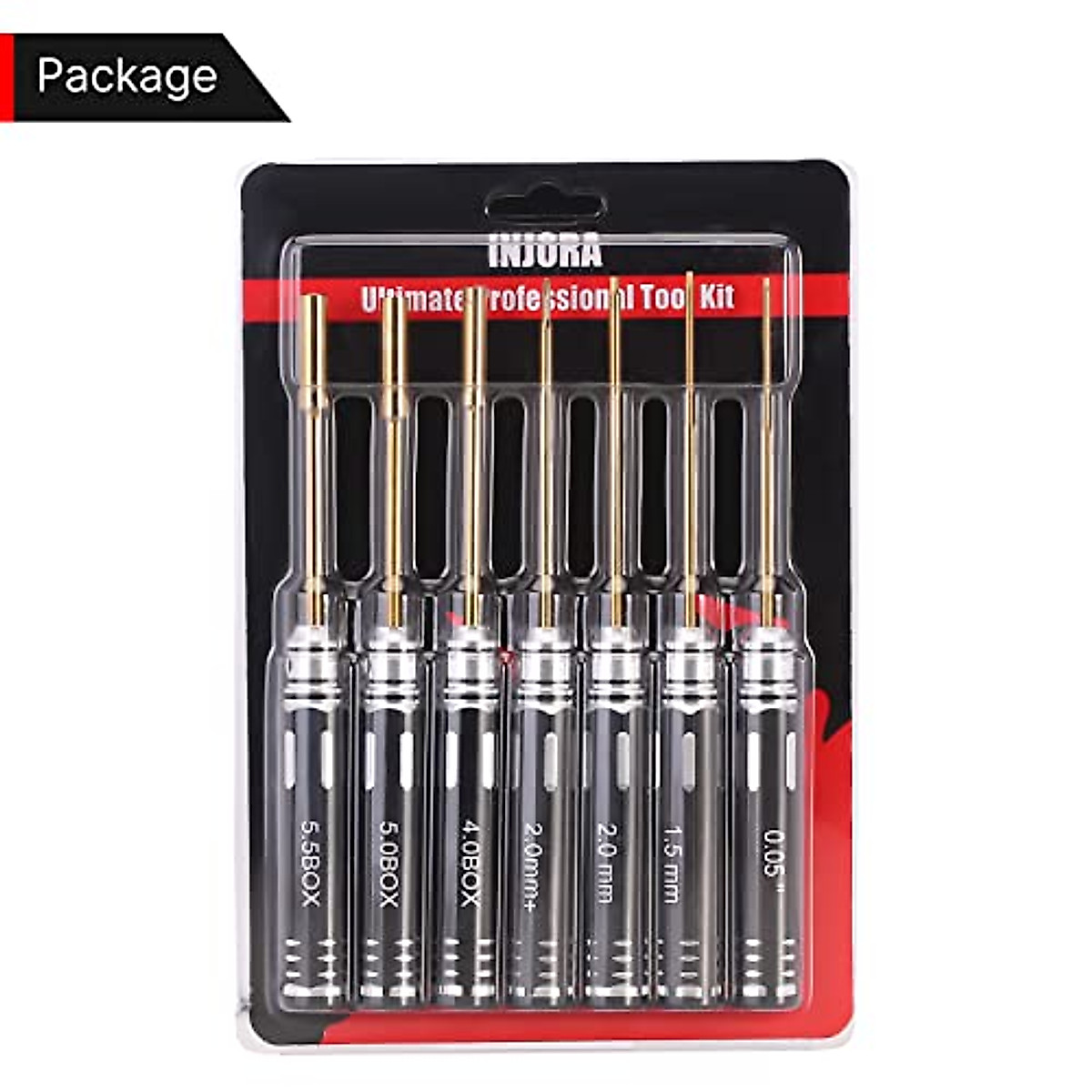 INJORA Hex Screwdrivers Nut Driver Wrench HSS RC Tools Kit for TRX4M SCX24 FCX24 1/18 1/24 RC Mini Crawler Car, 7PCS