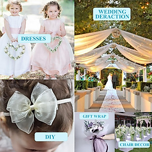 Ivory Tulle Crystal Organza Fabric Rolls 12 Inch by 50 Yards (150 feet) Sheer Fabric for DIY Tutu Bow Baby Shower Birthday Party Wedding Decorations Christmas Craft Supplies