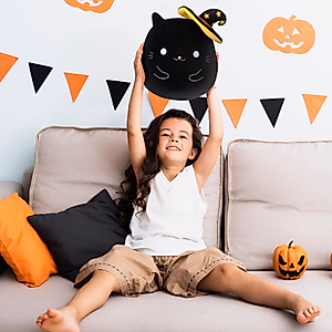 YIIQUWEN Black Cat Plush Cute Stuffed Animals Soft Pillow Halloween, Birthday Gift for Girls Boys Kids 9.0 inch