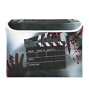 RunningBear Clapperboard Horror Movie Large Storage Bins with Lid Collapsible Storage Bin Toy Bins Fabric Storage for Living Room Office