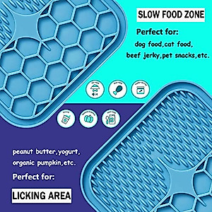 Kwispel Lick Mat for Dogs, Dog Lick Mat with Suction Cups for Anxiety, Peanut Butter Dog Licking Mat Slow Feeder Dispensing Treater Lick Pad for Dogs Cats Grooming Bathing and Training (Small Blue)