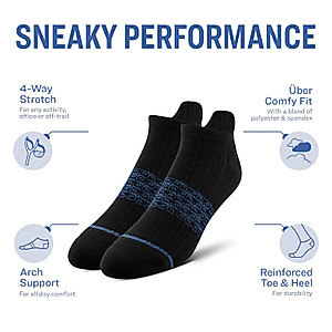 Pair of Thieves Men’s Athletic Performance Socks - 6 Pack Cushioned Low Cut Socks for Men