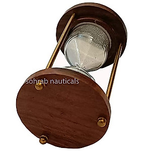 Sohrab Nauticals Wooden Brass Hourglass 4 inches 1 Minute Sand Timer | Sandglass | Sand Clock | Timer with Sparkling Natural White Sand for Home & Kitchen Office Table Desk || Rosewood sandtimer