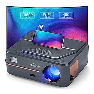 Hasatek Projector with WiFi and Bluetooth,400 ANSI Lumen Projector 4k HD Projector 1080p,Outdoor Portable Projector, Home Movie Theater Projector Compatible with iOS,Android,PC,Xbox,TV Stick,HDMI,USB