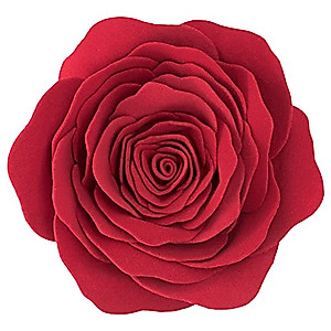JWH 3D Flower Throw Pillow Cover Aesthetic Decorative Rose Floral Accent Pillow Case Round Cushion Handmade Pillowcase Couch Bed Living Room Chair Bedroom with Insert 14 Inch Red