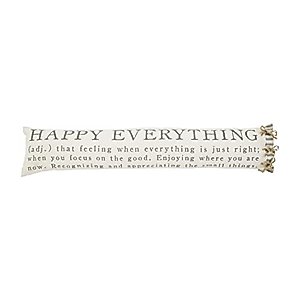 Mud Pie, Cream, Happy Definition Pillow, 35" x 7"