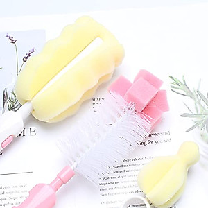 Jenbode Bottle Brush 5 Pack Cup Cleaner Sponge Brush Set Detachable Long Handle Bottle Cleaner Set Baby Nipple Brushes, Straw Brushes