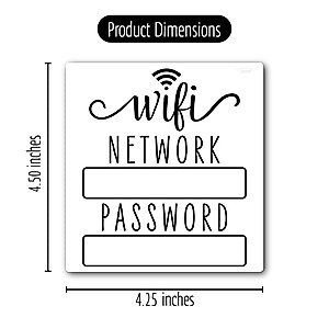 White & Black WiFi Password Sign Fridge Magnet, WiFi Sign with Black Wet Erasable Pen, Magnetic WiFi Password Sign for Home, Portable WiFi Sign for Guests, Airbnb Essentials for Hosts, 4.50x4.25 inch