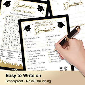 Papery Pop 2024 Graduation Party Games - Set of 4 Games for 30 Guests - Double Sided Cards - Graduation Party Supplies