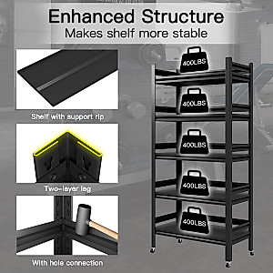 MOLYHOM Storage Shelves Heavy Duty, Garage Storage Racks and Shelving, 5-Tier Metal Shelves for Storage
