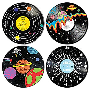 HK Studio Vintage Decor Records for Wall Aesthetic 11.4" Pack 4 - PVC, Actual Vinyl Size Indie Record Wall Decor for Dorm, Boy & Girl Room Decor Aesthetic Vintage - Hippie Room Decor